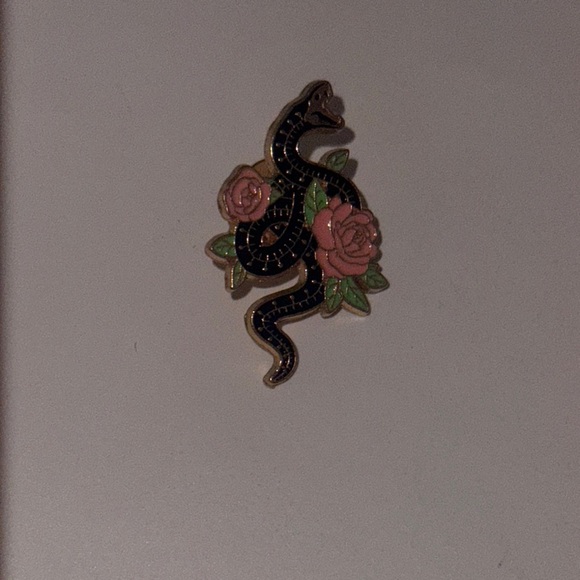 Accessories | Black Snake And Rose Enamel Pin | Poshmark